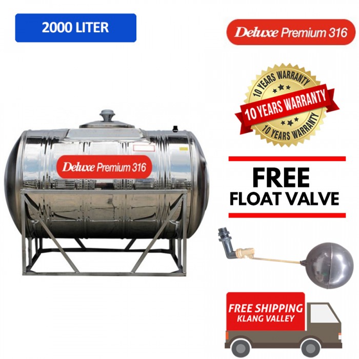 2000 Liter Deluxe Premium 316 Stainless Steel Water Tank Horizontal ...